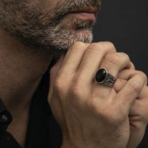 Bague Homme Ethnique Onyx Argent Orus Bijoux