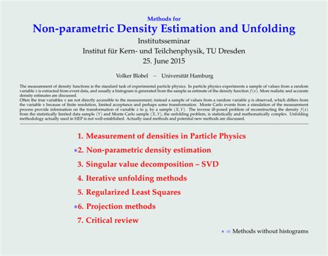 non parametric density estimation and unfolding