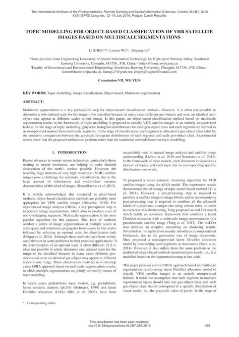 pdf topic modelling for object based classification of … · the similarity comparison between