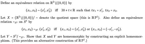 solved define an equivalence relation on rể { 0 0 } by x1