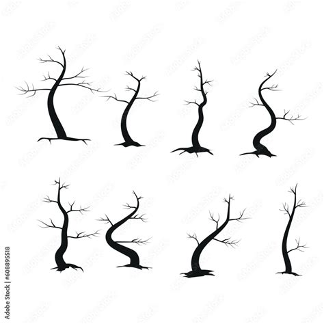 Vetor De Big Set Black Branch Tree Atau Vektor Siluet Pohon Naked