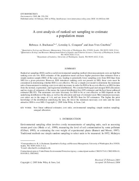 pdf a cost analysis of ranked set sampling to estimate a population mean loveday conquest