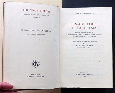 DENZINGER Enrique El Magisterio De La Iglesia Manual De Los