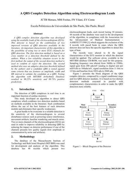pdf a qrs complex detection algorithm using electrocardiogram leads
