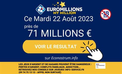Résultats de lEuroMillions FDJ le tirage du mardi 22 août 2023