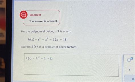 Solved Incorrect Your Answer Is Incorrect For The Chegg