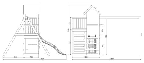 Structure de jeux en bois avec balançoires et toboggan chester