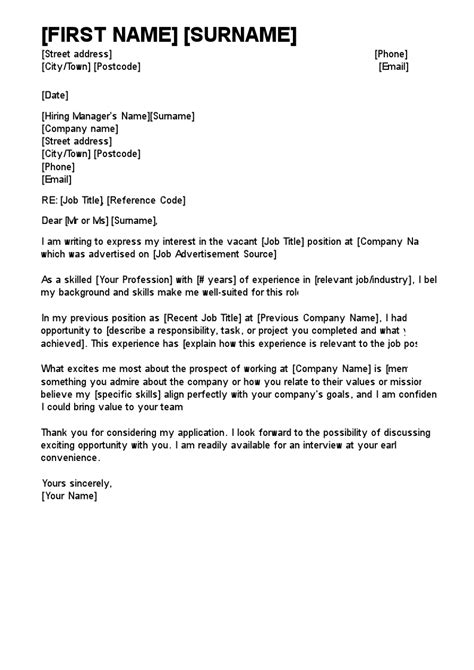 Cover Letter Template For The UK 2024