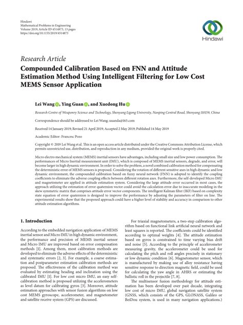 pdf compounded calibration based on fnn and attitude estimation method using intelligent