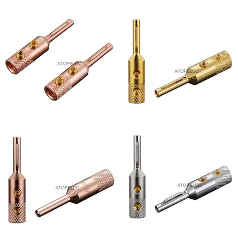 Pc Viborg Pure Red Copper Banana Plug Terminal Connector Silver