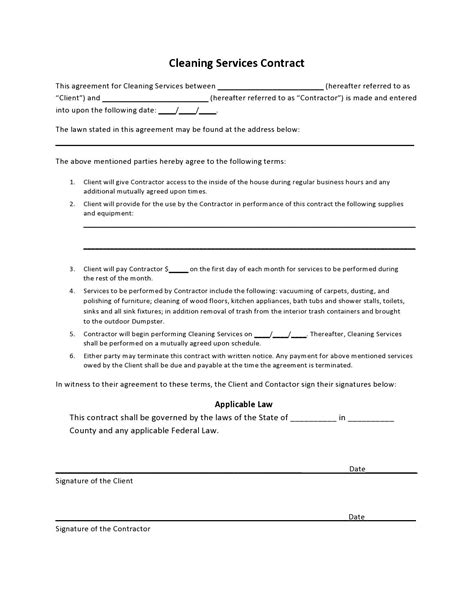 Free Cleaning Service Contract Template PDF Word EForms Atelier