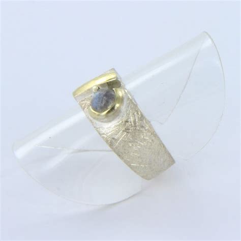Labradorit Ring Er Sterling Silber Geb Rstet Mit Goldauflage