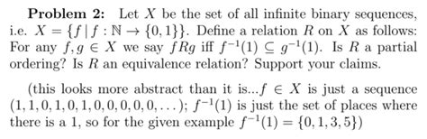 solved problem 2 let x be the set of all infinite binary