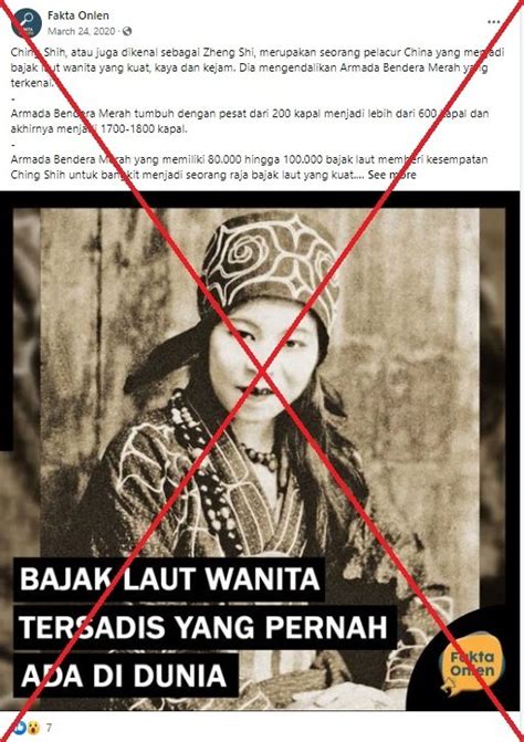 CEK FAKTA Tidak Benar Foto Ini Sosok Bajak Laut Wanita Tersadis Di