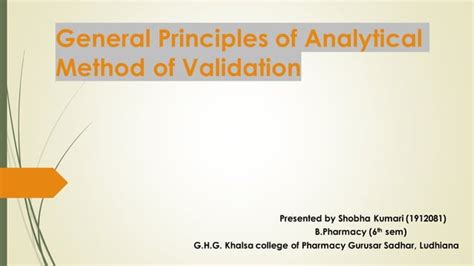 general principles of analytical method of validation pdf