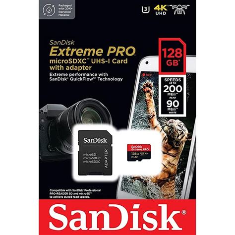 SanDisk 128GB Extreme PRO MicroSD UHS I Card With Adapter C10 U3 V30