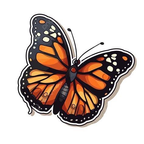 Monarch Butterfly Sticker Showing Its Wings Clipart Vector Butterfly