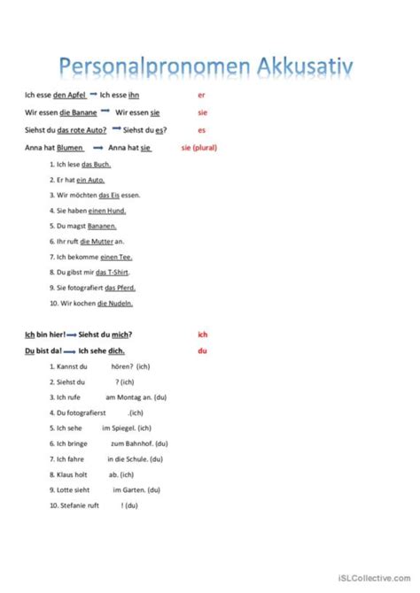 28 Personalpronomen akkusativ Deutsch DAF Arbeitsblätter pdf
