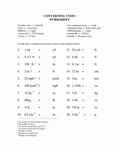 Measuring Units Worksheets Answer Key Convert