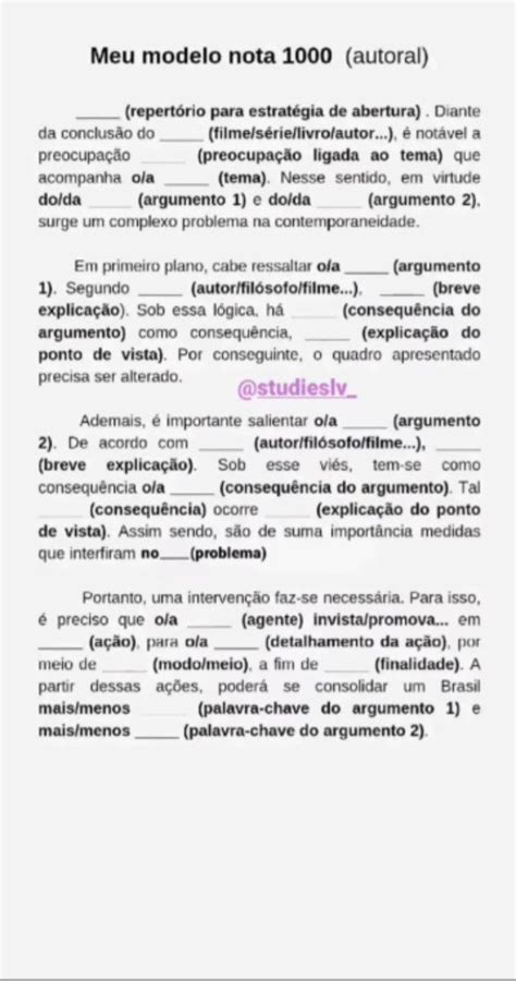 Modelo de Redação Nota Mil Modelo de redação enem Dicas enem