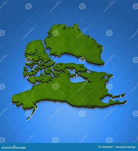 Map Of North America 3D Isometric Illustration Stock Illustration