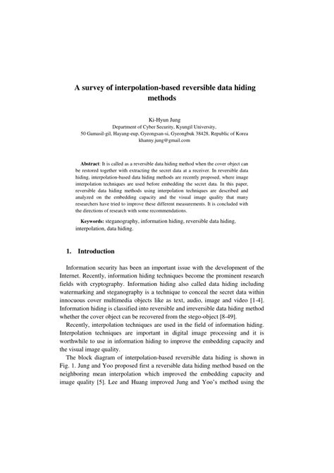 pdf a survey of interpolation based reversible data hiding methods