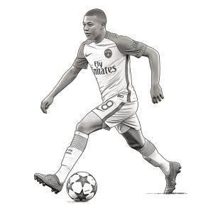 Coloriage de Kylian Mbappe gratuit à imprimer La star du PSG