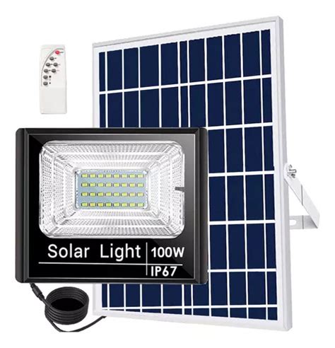 Reflector Solar W Panel Solar Luz Blanca Exteriores Carcasa Negro
