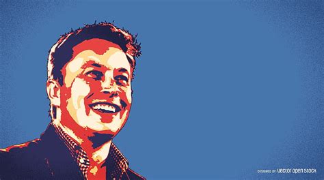 Elon Musk Illustration In Tones Of Blue Red And Yellow This Design