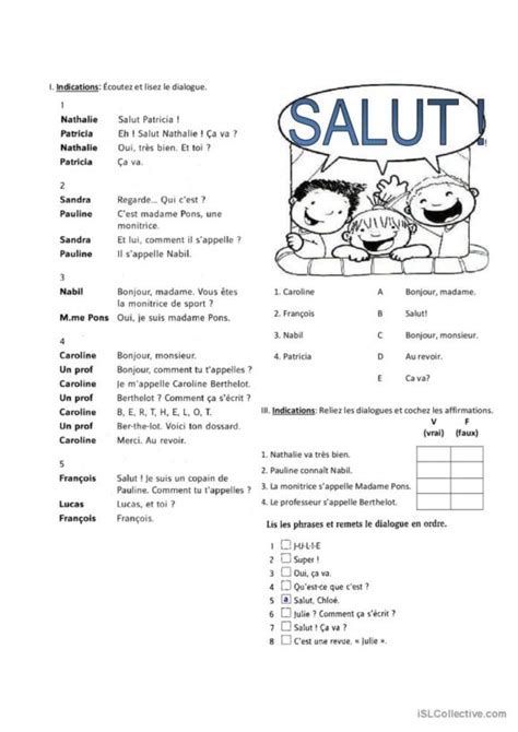 55 Salutation Français FLE fiches pedagogiques pdf doc