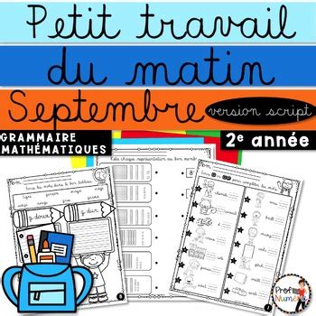FRENCH MORNING WORK SEPTEMBRE Petit travail du matin 2e année