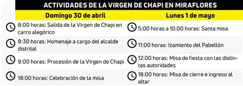 Conoce Las Actividades De La Fiesta De La Virgen De Chapi En Miraflores