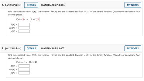 solved find the expected value e x the variance var x and