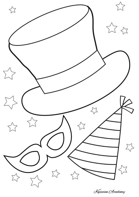 A Coloring Page With A Top Hat Eyeglasses And Stars On The Ground