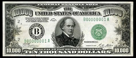 La historia del billete más grande que circuló por EEUU el de 10 000