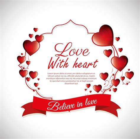 Amour Avec Coeur Croire En Conception D étiquettes D amour Vecteur