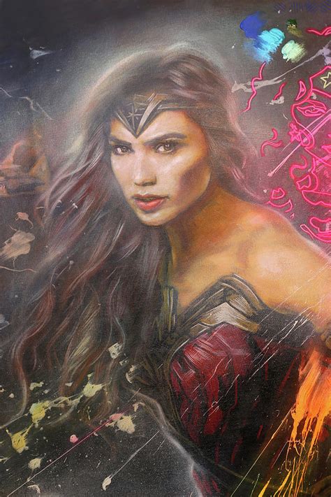 Wonder Woman Gal Gadot Painting By Michael Andrew Law Cheuk Yui Fine
