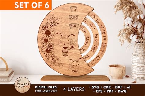 CALENDAR Laser Cut Files Perpetual Calendar Vector Cnc Cut Etsy