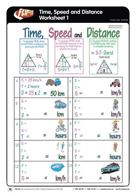 speed distance and time worksheet 1