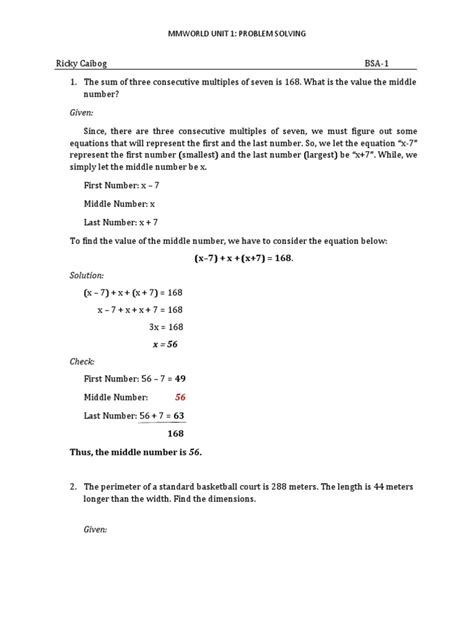 given mmworld unit 1 problem solving pdf equations length