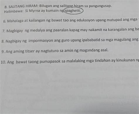 B SALITANG HIRAM Bilugan Ang Salitang Biram Sa Pangungusap Halimbawa