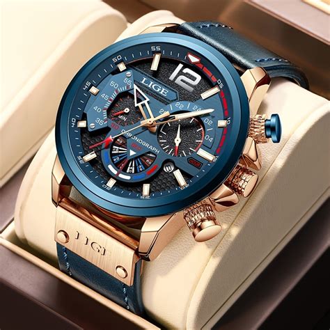 Lige 2022 New Fashion Men S Hollow Waterproof Sport Leather Quartz
