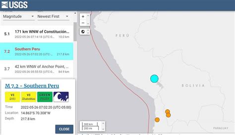 Un sismo de magnitud 6 9 sacude el sur de Perú sin que se reporten daños