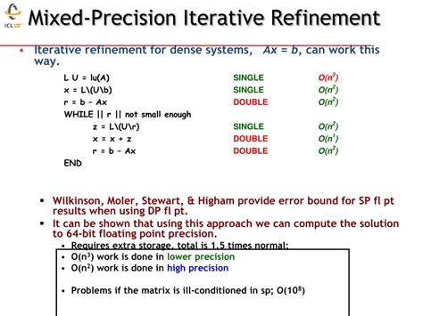 ppt exploiting mixed precision iterative refinement for the solution of linear systems