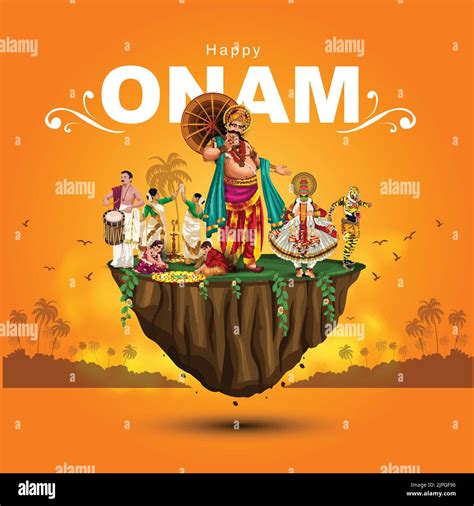South Indian Kerala Festival Happy Onam Greetings Background Editable