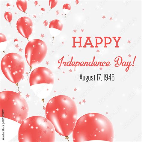 Indonesia Independence Day Greeting Card Flying Balloons In Indonesia