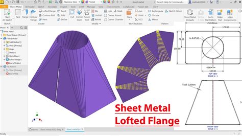 Autodesk Inventor Tutorial Sheet Metal Lofted Flange YouTube