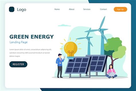 Plantilla de vector plano de sitio web de página de destino de energía