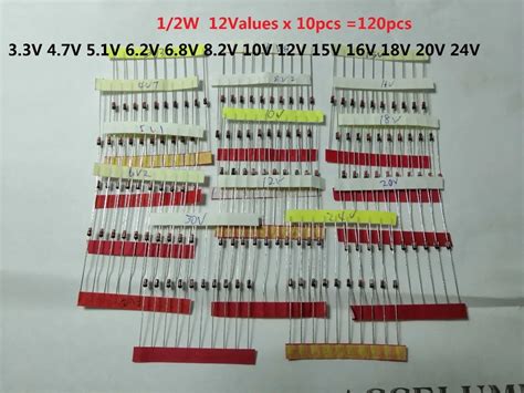 Free Shipping 1 2w 0 5W 1w Zener Diode BZX55C 3 3V 30V 14values 10pcs