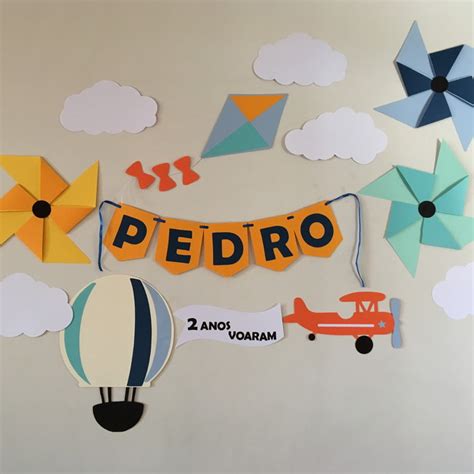 Decoração de Parede Festa Catavento Balão Pipa Aviador Elo7